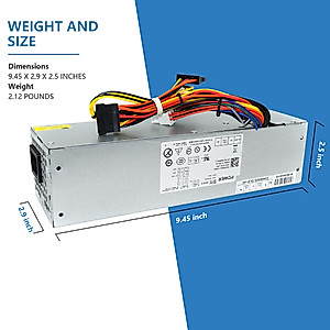 POINWER H240AS-01 H240AS-00 L240AS-00 2TXYM 3WN11 240W Optiplex 7010 SFF Power Supply for Dell Optiplex 390 790 960 990 3010 9010 Small Form Factor Systems CCCVC 3RK5T ac240as-00 D240ES-00