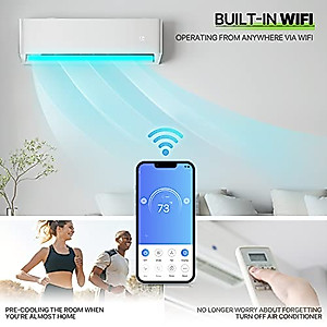 Magshion 18,000 BTU Mini Split Air Conditioner, Wall Mounted 208/230V AC with Heat Pump & Washable Filter & Installation Kits, 21.5 SEER2 - Cools Rooms up to 1000 Sq. Ft