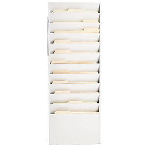 Displays2go File Holder Wall Mount, 11 Tiers, Letter Size, Magnet Receptive Steel - White (JMFF11WHT)