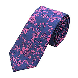 Men Handmade Silk Tie Fashion Blue Rose Small Floral Wedding Party Dance Necktie