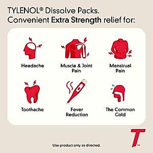 Tylenol Extra Strength Dissolve Packs with Acetaminophen for Pain & Fever, Berry, 32 Count (Pack of 1)