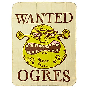 Silver Buffalo Shrek Wanted Ogres Fleece Throw, 45 inches x 60 inches