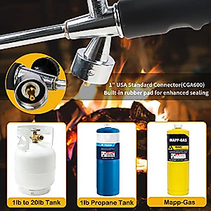 Propane Torch Weed Burner,Weed Torch Flame Thrower with Trigger Start and Flame Control Valve,50,000BTU with 9.8ft hose Compatible 1" USA Standard Connector for Burning Garden Weeds,Ice Snow Melter