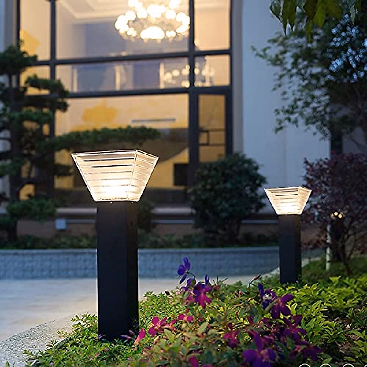 Post Lights Outdoor Solar Lawn Lights Metal Pillar Lights Waterproof Wall Lights Simple and Creative Garden Lights Community Villas Outdoor Floor Lights LED (C) ()