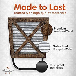 Autumn Alley Farmhouse Decor Rustic Hand Towel Holder - Farmhouse Towel For Bathroom Wall, For Kitchen Wall With Wooden Storage Add Charm to Your Rustic Bathroom Hand Towel Rack and Shelf Decor, Brown