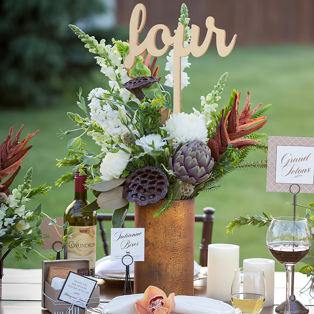 Tinksky 12pcs One-Twelve Wooden Table Numbers on Sticks for Wedding Party Decoration