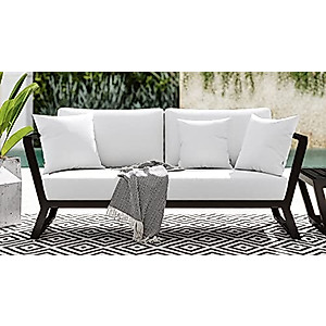 ZURI Modern Outdoor Patio Nadie Stainless Steel Sofa with Quick Drying Cushion - Black/White