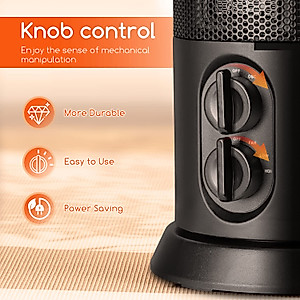 Portable Space Heater for Indoor Use, 250 ft² 1500W Ceramic Oscillating Heater with Thermostat, Tip-Over and Overheat Protection for Office and Room