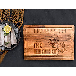 The Rodfather Cutting Board, Fisherman Gifts, Walnut Cutting Boards, Fathers Day Gift, Fishing Sign, Hunting Gifts, Dad Gifts, BBQ Grilling Gifts For Men, Cutting Board with Measurement, Kitchen Gift