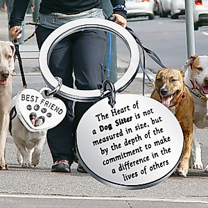 LQRI Dog Sitter Gift Pet Sitter Gift Dog Sitter Thank You Gift The Heart of a Dog Sitter is Not Measured in Size Appreciation Keychain for Dog Walker Dog Babysitter Pet Caretaker (sliver)