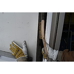 Forney 70504A 2-Pack Carbon Steel Wire Brush's with Curved Wood Handle, 13-3/4-Inch-by-.014-Inch, Assorted