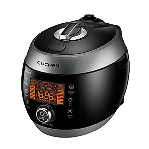 CUCHEN CJS-FD0604RVUS | Heating Pressure Rice Cooker 6 Cup (Uncooked) | Smart Jog Dial | Auto Steam Clean | Voice Guide | Made in Korea | Black/Dark Silver