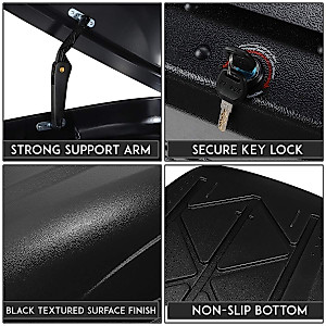 DNA MOTORING Rooftop Cargo Box Carrier Lockable Heavy Duty Car Top Storage Case, Capacity 110 Lbs, 53" L x 34" W x 15" H, 11 17 Cubic Ft.(Textured Black), PT-ZTL-8166-BK