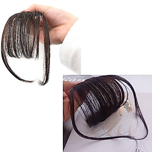 WILLBOND Bangs Halloween Hair Clip in Bangs 100％ human hair Curved Wispy Bangs with Temples Hairpieces for Women Clip on Air Bangs Hair Extension for Daily Wear(Deep Brown)
