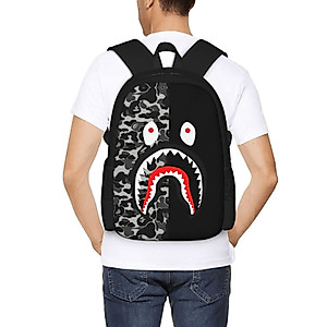 HAIXING Camo Shark Backpack Laptop Backpack For Boys Travel Bag Casual Daypack Hiking Bag For Girls 17inch School Begin Gifts