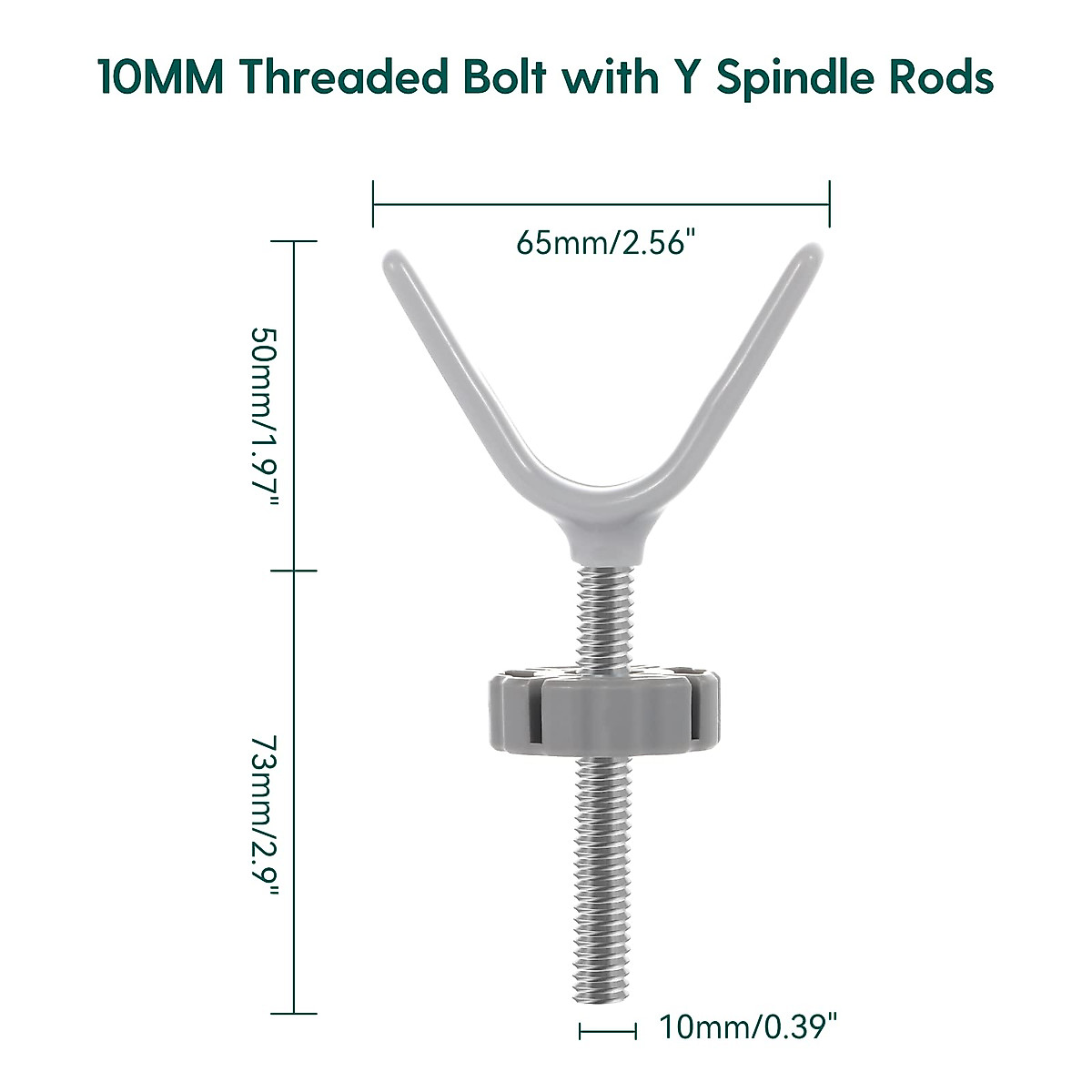 Babelio Baby Gate Stairs Banister Adapter-Y Threaded Spindle Rods for Pressure Mounted for Child & Pet Safety Gates with Extra Long Wall Mounting Screws Rod & Bolts (10MM)