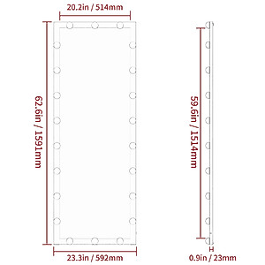 ANYHI Mirror with Lights Full Length, 62.6'' x 23.3'' LED Full Body Floor Dressing Mirror with 22 Dimmable Bulbs, Dimmable, 3 Color Lighting, Wall Mount/Standing (Silver)