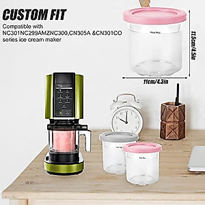 2 Pack Replacement Containers for Ninja Creami Pints and Lids, Reusable Ice Cream Containers with Lids Creami Containers Compatible with NC301 NC300 NC299AMZ Series Ice Cream Maker (Pink, Gray)