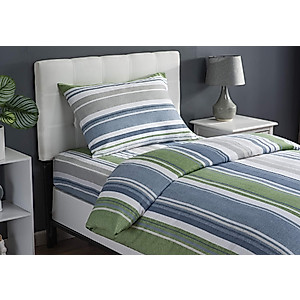 XLNT Twin Size Bedding | Duvet Cover | 3 Piece Set | Comforter Cover | Bed Sheet | Pillow Cover | Soft Cotton Blend | Machine Washable | Designed | Riptide Blue Green
