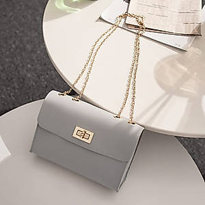 Women'S Crossbody Bag Chain PU Leather Shoulder Bag With Twist Lock Flap Casual Messenger Bags