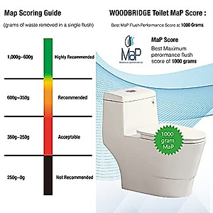 WOODBRIDGEE One Piece Toilet with Soft Closing Seat, Chair Height, 1.28 GPF Dual, Water Sensed, 1000 Gram MaP Flushing Score Toilet, B0942, Biscuit