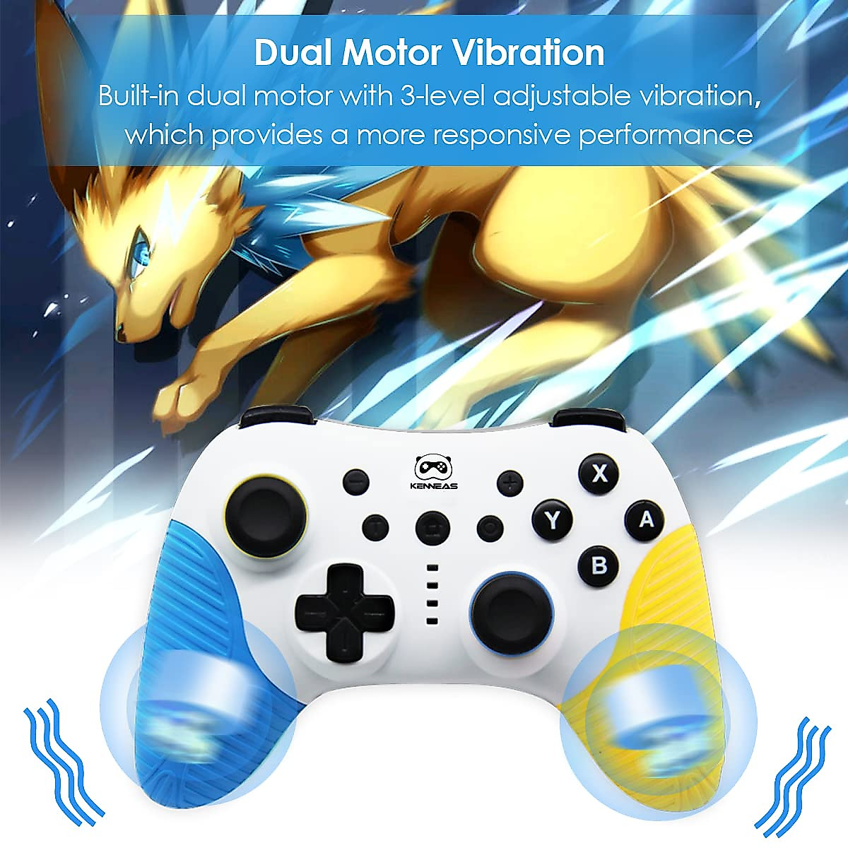 KENNEAS Wireless Pro Controller for Switch/Switch Lite, Switch Remote Gamepad with Wake-up, 3-Level Vibration, Turbo, Motion Control Function, 600mAh Battery Wireless Switch Controller