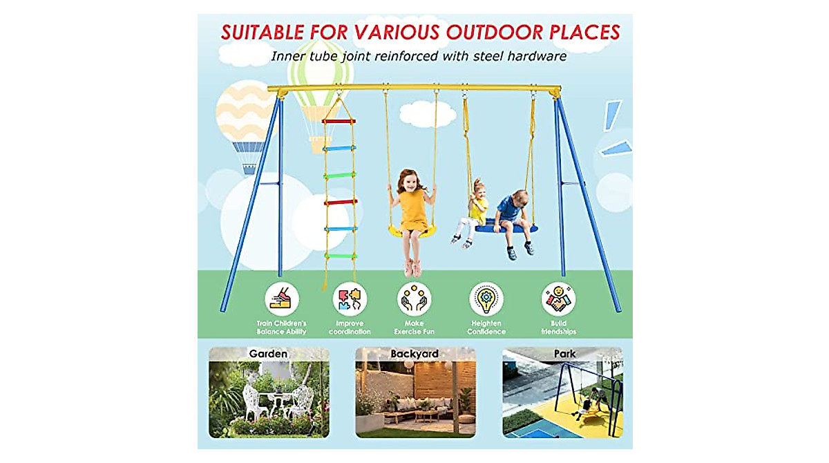 Durable 4 in 1 Swing Set for Kids - Backyard Fun