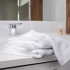 Bulk Spa White Washcloths – 96 Pack – Size 12” x 12” – Thick Loop Pile Washcloth – Absorbent and Soft 100% Ring-Spun Cotton Wash Cloth – Lint Free Face Towel – Wash Cloths Perfect for Bathroom