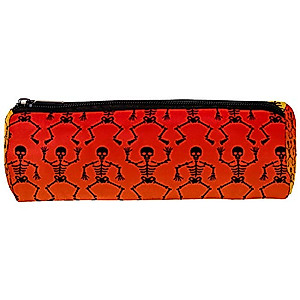 Skeleton On Gradient Orange Pencil Bag Pen Case Stationary Case Pencil Pouch Desk Organizer Makeup Cosmetic Bag for School Office