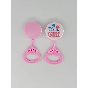 12X Baby Shower Favors Party Decoration It's a Girl & It's a Boy Mini Rattles (Pink Falt Rattle)