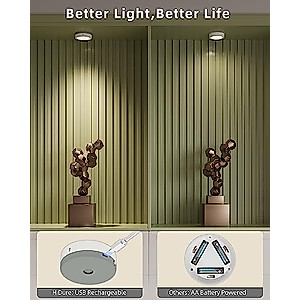 Rechargeable Color Changing Puck Lights, 1600mAh Battery Powered Tap Light with Remote Magnetic Push lights Stick On Closet Lights Wireless LED USB Shelf Light RGB Under Cabinet Touch Lights Classroom