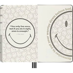 Moleskine Limited Edition Smiley Positivity Planner, Hard Cover, Large (5" x 8.25"), Undated Planner, Black, 240 Pages