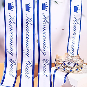 Lasnten 12 Pcs Homecoming Court Sashes Satin Sashes for Pageants Prom Court Sashes for Homecoming Party Favors School Dance Graduation Party Decoration Accessory (White, Blue, Blue)
