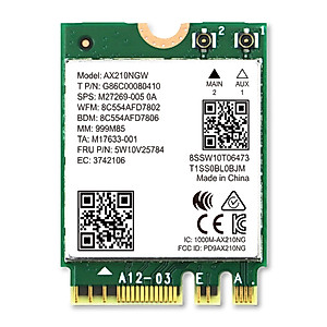 NETELY WiFi 6E AX210NGW 5400Mbps Tri-band NGFF M2 Interface WiFi Adapter with Bluetooth 5.2 for Windows 10 11 64bit Laptop PCs, 2.4GHz 574Mbps 5GHz 2400Mbps 6GHz 2400Mbps for Gaming (WiFi 6E AX210NGW)