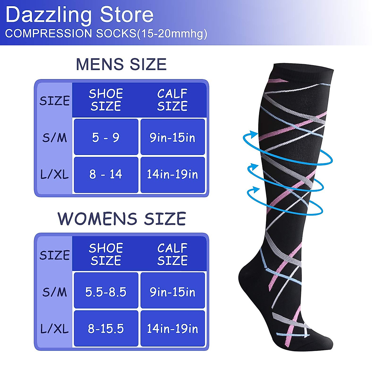 WITHYOU Compression Socks (8 Pairs), 15-20 mmHg is Best Athletic for Men & Women, Running, Flight, Travel, Pregnant - Boost Performance, Blood Circulation & Recovery (8 Assorted 7, S/M)