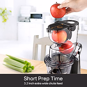 SIFENE Vertical Cold Press Juicer, Slow Masticating Juicer Machine, Juice Maker Extractor with 3.2" Big Mouth for Whole Fruits and Vegetables, Easy to Clean