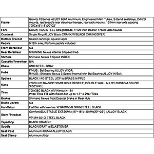 Gravity Swift 3 Shimano Nexus 3 Speed Internal Hybrid Coaster Brake Bike Simple (Jet Black, 22" Mens fits Most Riders 6' 2' to 6' 5"+)
