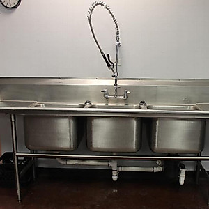 Ridgeyard Kitchen Faucet with Pull Down Sprayer 47 Inch, Flexible Pre Rinse Sprayer Commercial High Pressure 1.4gal/min, Faucet for Kitchen Sink with Add-on Swing Spout for Home Restaurant Industrial