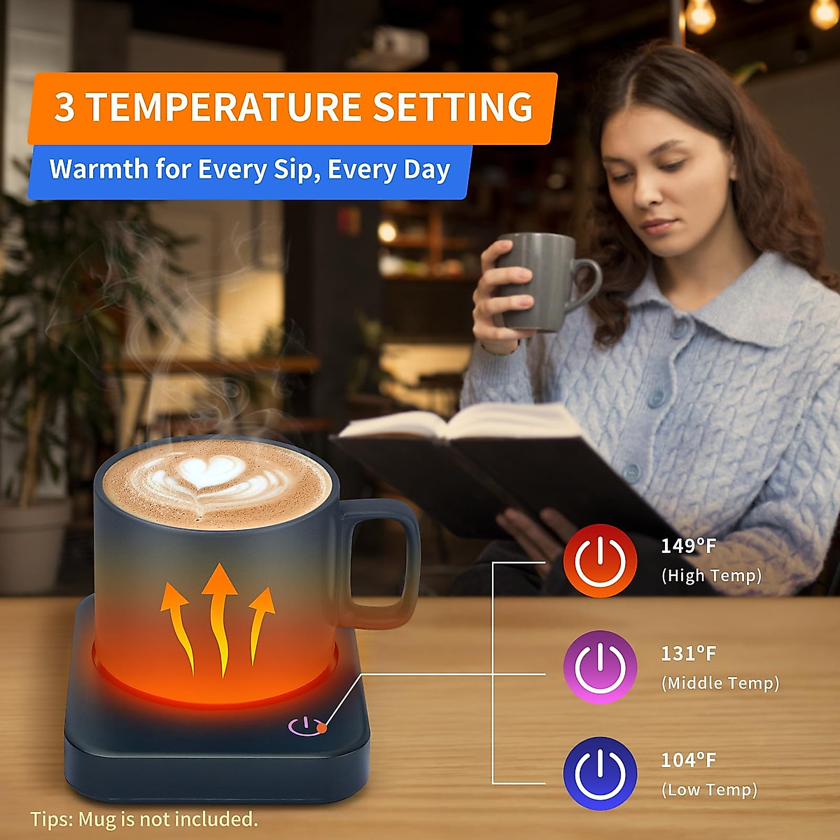 VOBAGA Coffee Mug Warmer, Electric Coffee Warmer for Desk with Auto Shut Off, 3 Temperature Setting Smart Cup Warmer for Heating Coffee, Beverage, Milk, Tea and Hot Chocolate (No Cup)