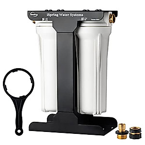 iSpring CW21 2-Stage Water Filtration System for RVs, Leak-Free Brass Fittings, Reduces Odor, Color, Chlorine, Sediment for RVs, Tankless, High Capacity, BPA Free