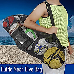Athllete Extra-Large Heavy-Duty Soccer Ball Bag (34” X 24”) with Comfortable Shoulder Straps - High Capacity Mesh Ball Bag for Sports and Training