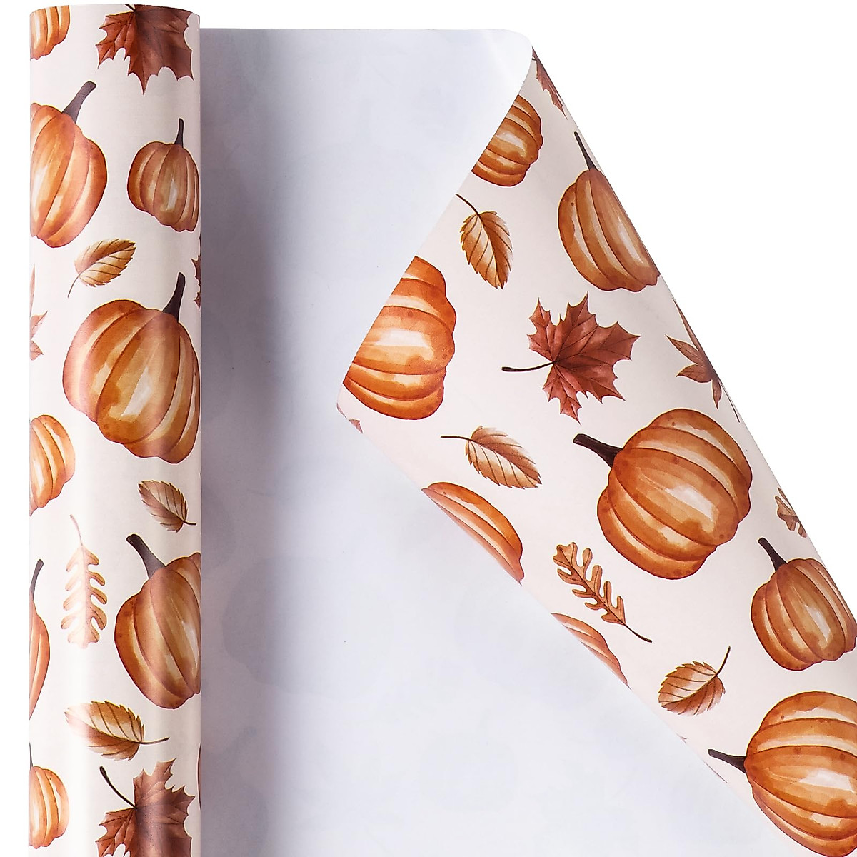 RUSPEPA Fall Wrapping Paper Roll - Mini Roll - Pumpkin Design Great for Thanksgiving, Autumn, Holiday and Party - 17 Inches X 32.8 Feet