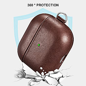 CEENFFO Genuine Leather Case for AirPods 3 (2021), Compatible with AirPods 3 Case Leather with Lanyard, Supports Wireless Charging and Front LED Visible for Case