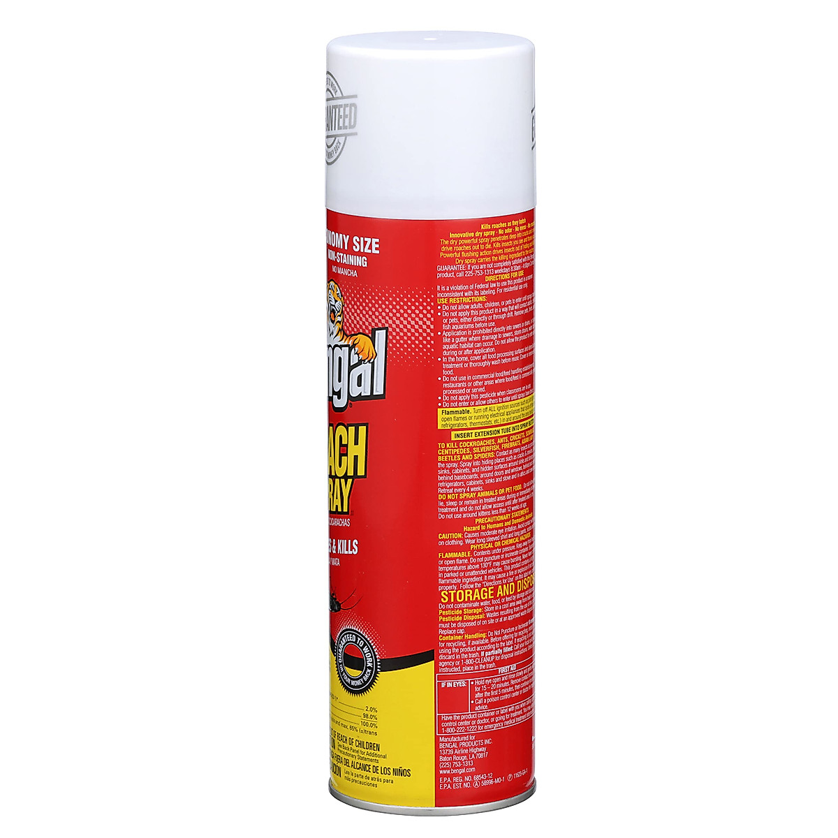 Bengal Roach Spray, Odorless Stain-Free Dry Spray, 2-Count, 16 Oz. Aerosol Cans
