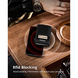 YESIIW Ultra-slim Wallet for Men - Pop up Card Holder Mens Wallet with RFID Protection Minimalist Metal Wallets Billeteras de Hombres Gifts for Men Dad Husband Boyfriend Black