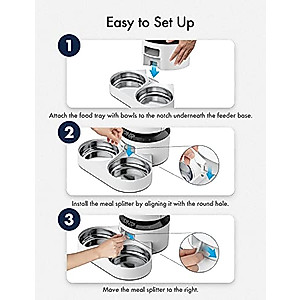 PETLIBRO Pet Food Splitter with Stainless Steel Bowls, Automatic Cat Feeder Bowls for Two Cats or Dogs, Suitable for PETLIBRO Automatic Cat Feeder PLAF005, PLAF006, PLAF103, PLAF203