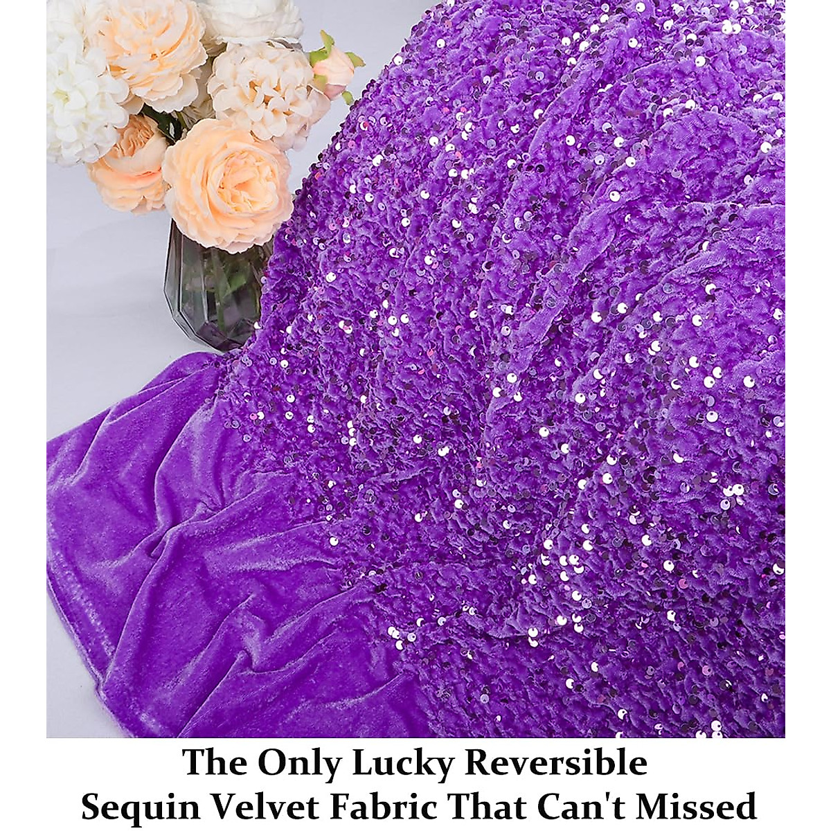 DUOBAO Lavender Sequin Fabric by The Yard Glitter Velvet Shimmer Fabrics 2 Yards Sparkle Mermaid Sequins by The Yard Material Dress Clothing Wedding Party
