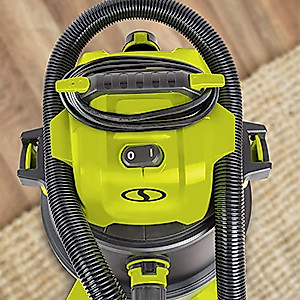 Sun Joe SWD12000 12-Gallon 1200-Watt 6.5 Peak HP Wet/Dry Shop Vacuum, HEPA Filtration, Wheeled w/Cleaning Attachments, for Home, Workshops, Pet Hair and Auto Use, 12 Gallon, Black