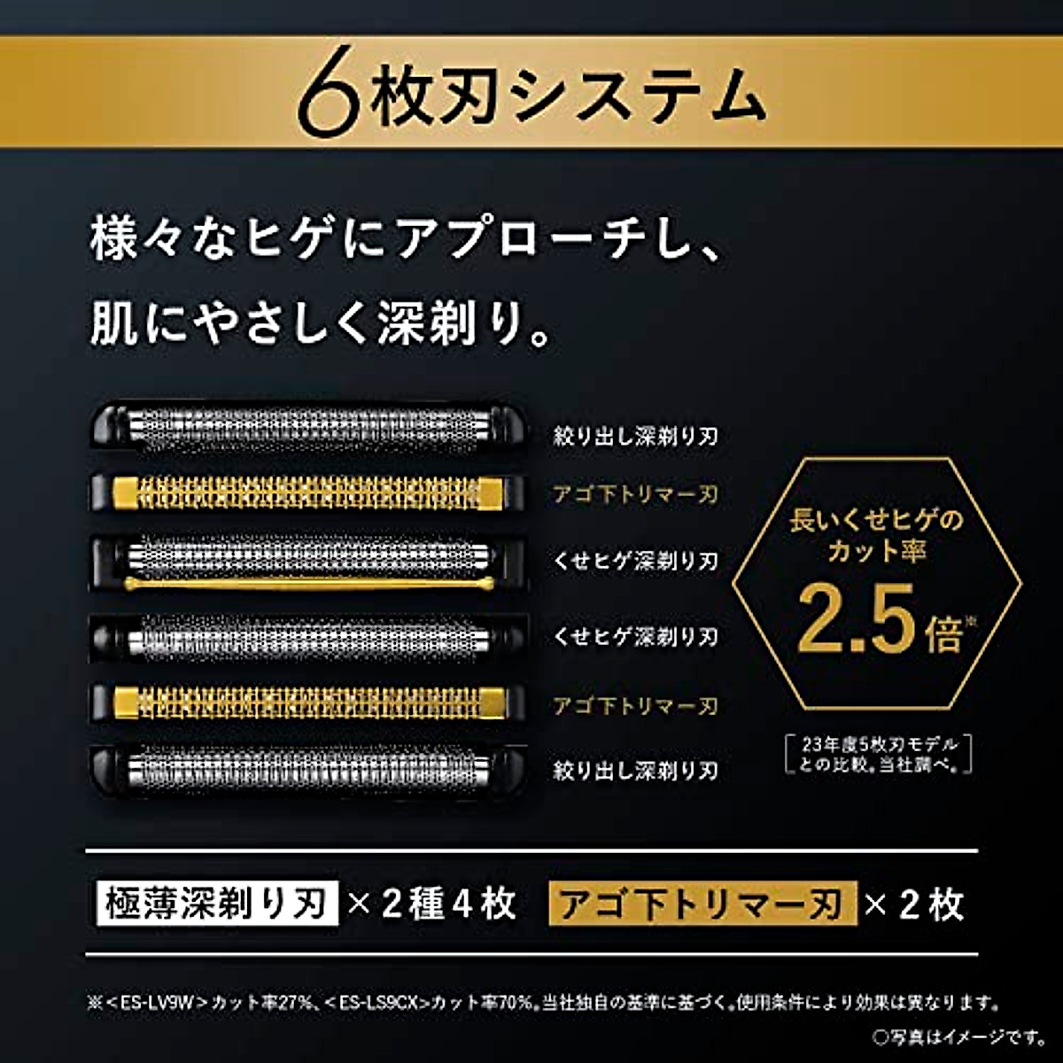 Panasonic ES-LS9CX-K LAMDASH PRO Linear Motor 6-Blade Fully Automatic Cleaning Charger with USB Charging case Craft Black Mens Shaver 100-240V Japan Import 2023 Model