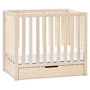 Carter's by DaVinci Colby 4-in-1 Convertible Mini Crib with Trundle Drawer in Washed Natural, Greenguard Gold Certified, Undercrib Storage